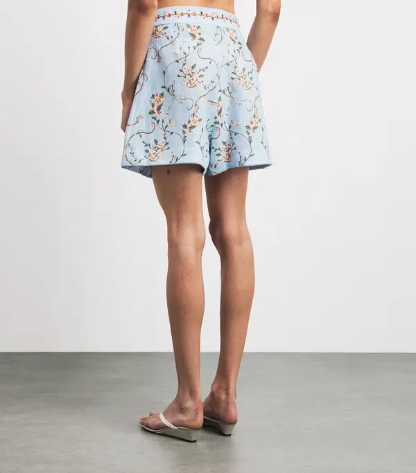 Agua Bendita Floral Linen Shorts