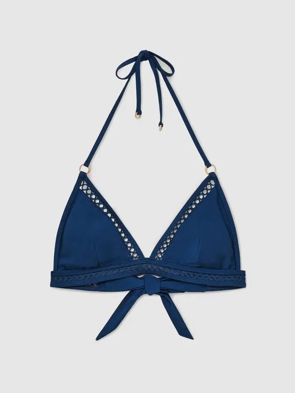 REISS Shimmer Triangle Bikini Top