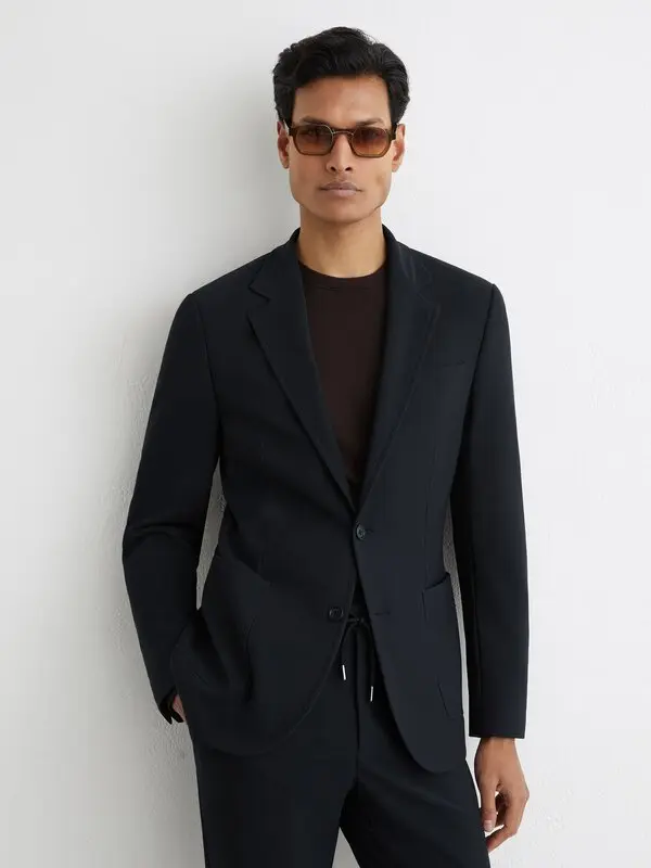 REISS Tailored Fit Jersey Single-breasted Suit Blazer