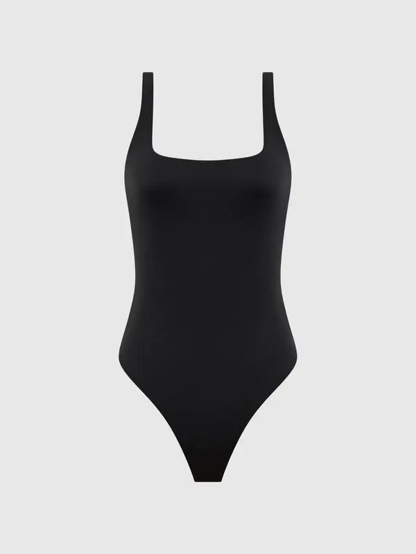 Good American Scuba Tank Square Neckline Bodysuit - Black