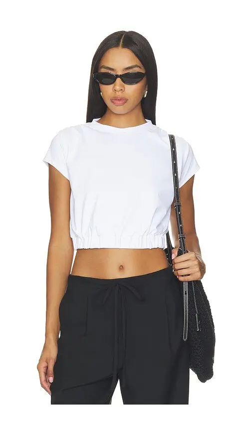 Susana Monaco Short Sleeve Gathered Top In . Also - White