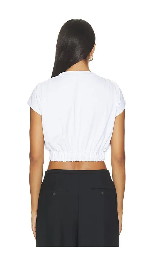 Susana Monaco Short Sleeve Gathered Cropped Top