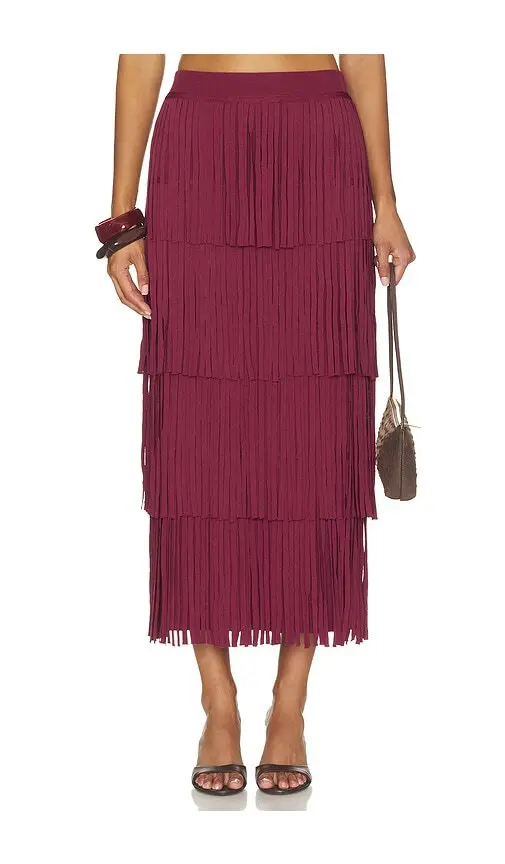 SIMONMILLER Za Za Knit Fringe Skirt In . Also - Wine