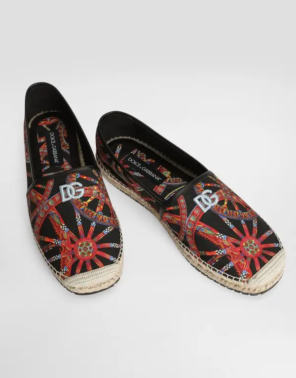 Dolce & Gabbana Canvas And Nappa Leather Espadrille Slides