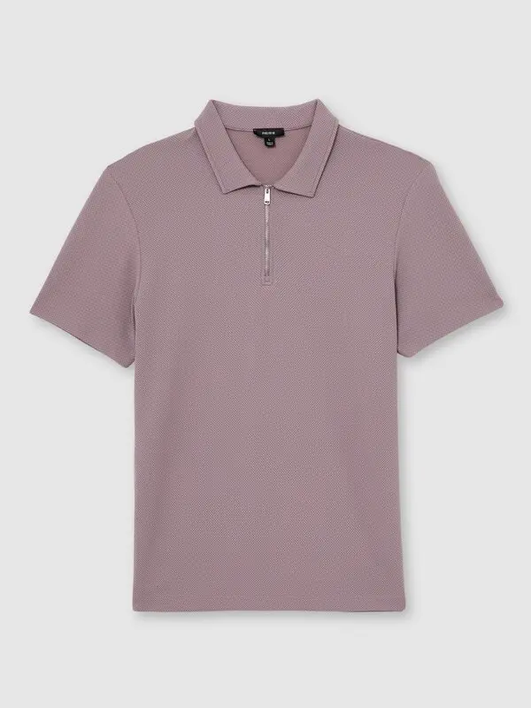 REISS Half-zip Textured Polo Shirt