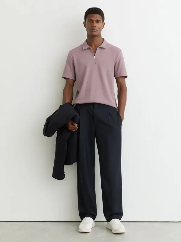 REISS Half-zip Textured Polo Shirt
