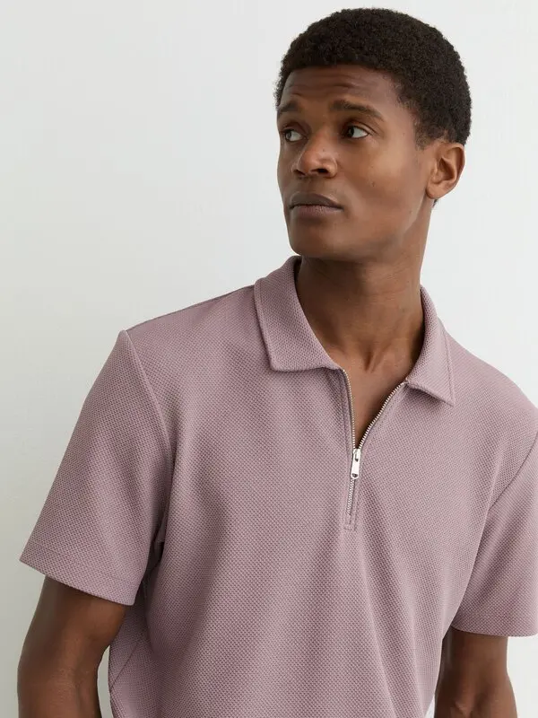 REISS Half-zip Textured Polo Shirt
