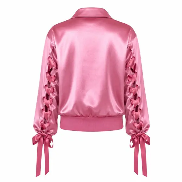 FREAK VAULT Luna Satin Bomber Jacket - Pink