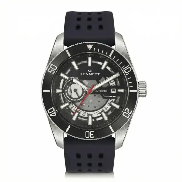 KENNETT WATCHES & ACCESSORIES Kennett Viktor Automatic Watch With Perforated Fkm Strap - Black