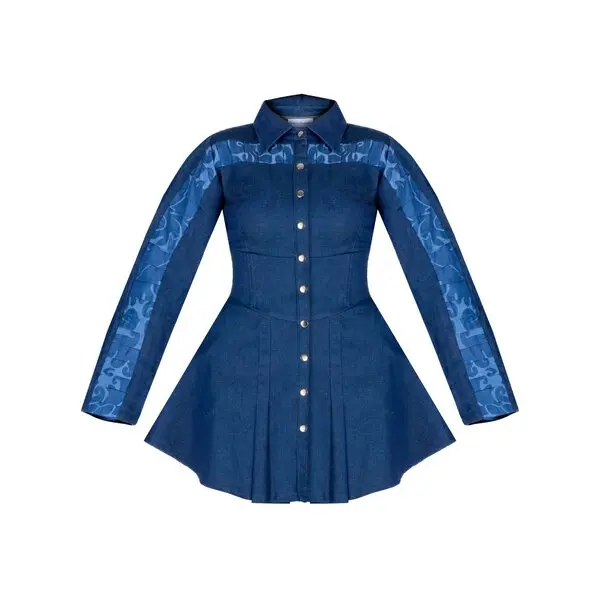 GUILLAUME ALEXANDRE Denim Corset Shirt Dress