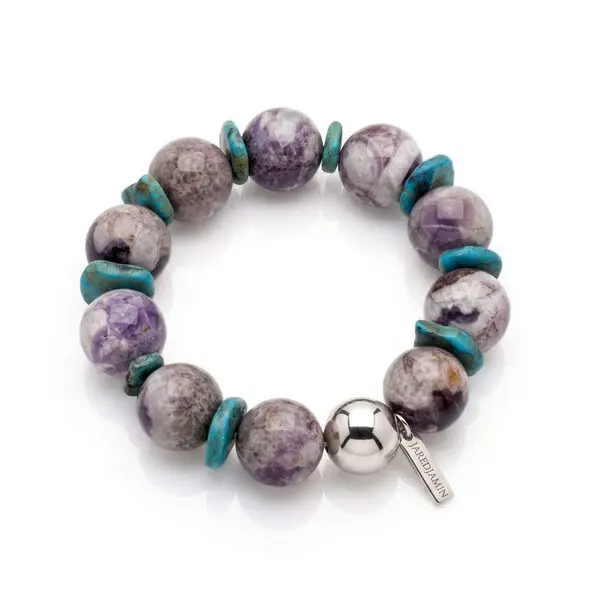 JAREDJAMIN Jaredjaamin Paloma Amethyst & Turquoise Howlite Statement Bracelet - Purple