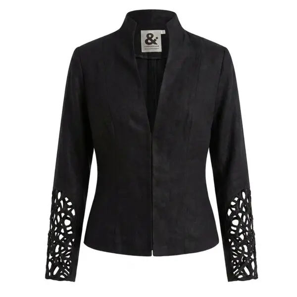 TAARACH & AMPERSAND Threadline Cocoon Jacket With Embroidered Sleeves