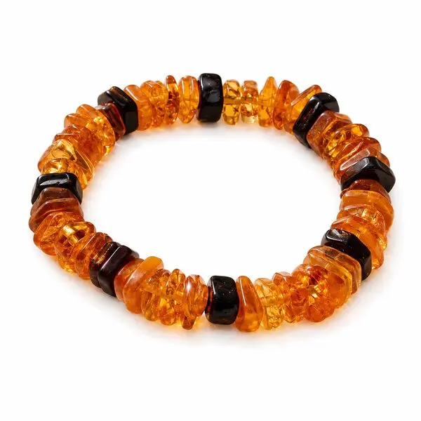 ORIGIN OF HEARTS Black / Brown Soleil Bracelet – Natural Amber Beaded Bracelet - Black/brown