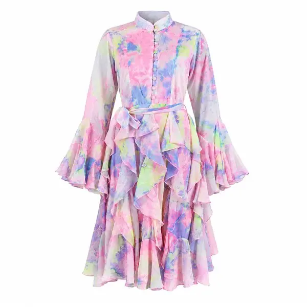 FREAK VAULT Aurora Ruffle Midi Dress - Orange