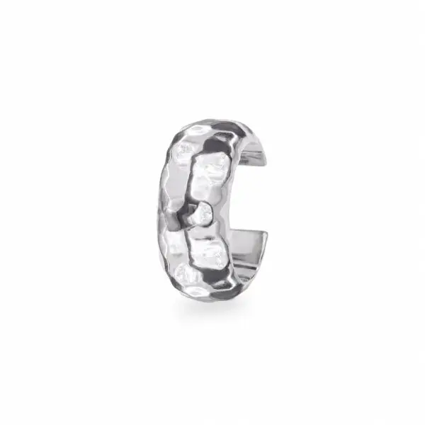 ZOHREH Wide Hammered Ear Cuff Sterling - Silver