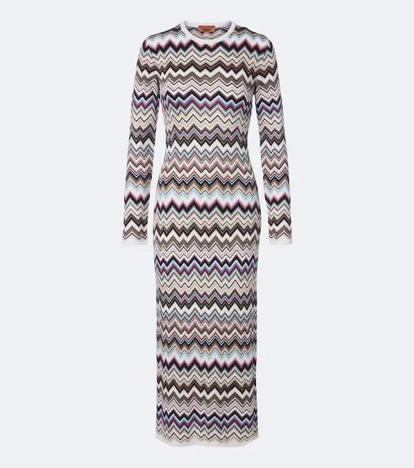 Missoni Zigzag Knitted Wool-blend Midi Dress