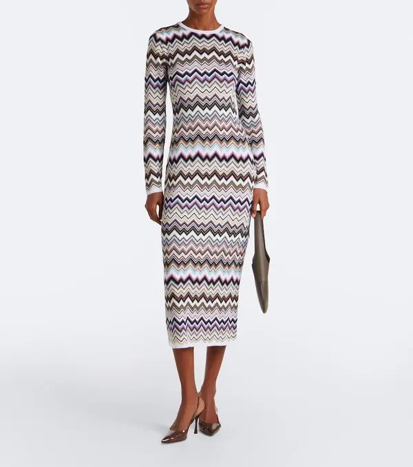 Missoni Zigzag Knitted Wool-blend Midi Dress