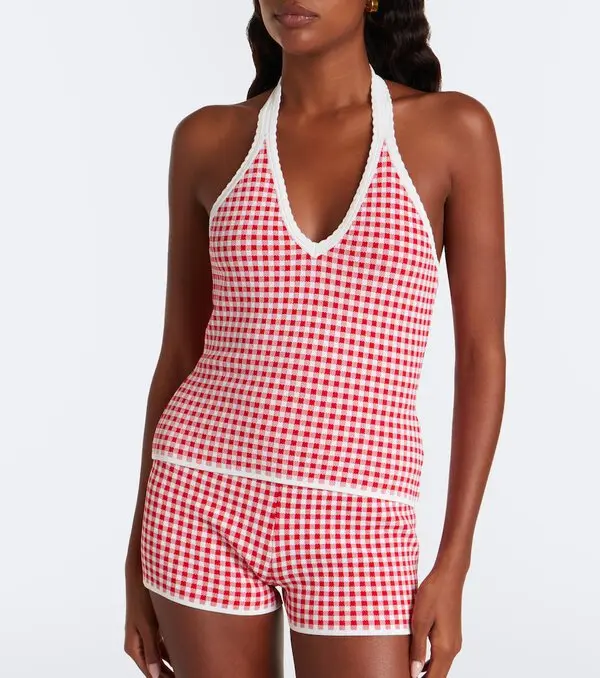 Posse Micah Gingham Halterneck Top