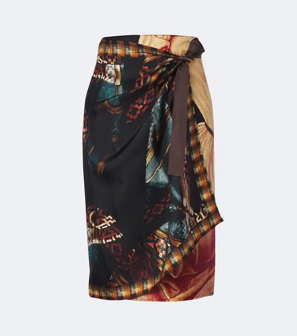 Dries Van Noten Printed Silk Wrap Skirt - Multicoloured