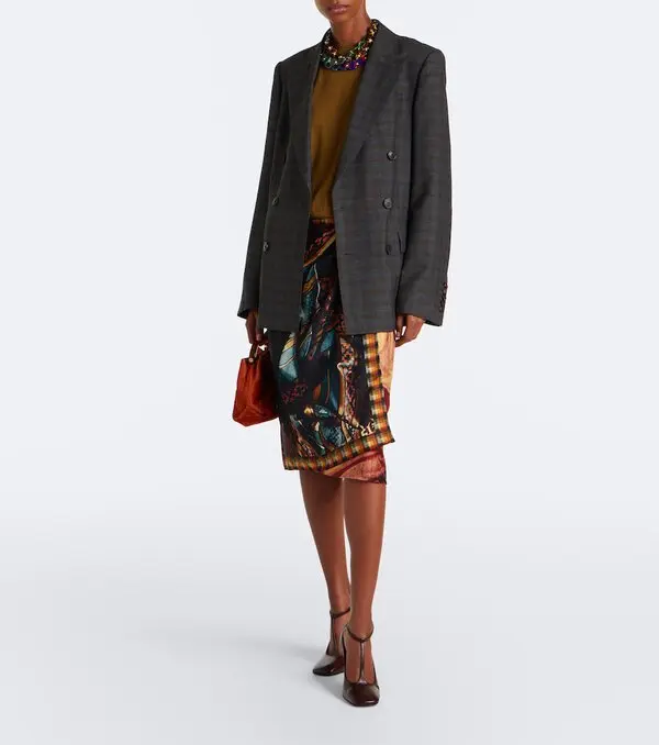 Dries Van Noten Printed Silk Wrap Skirt