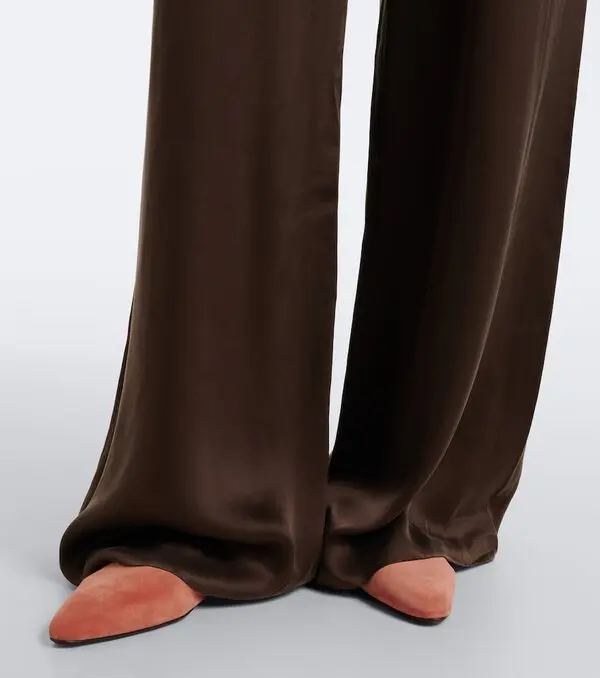 Zimmermann Belted Pleated Silk Satin Wide-leg Pants
