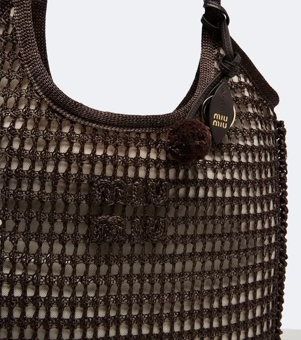 Miu Miu Ivy Medium Raffia Crochet Shopper