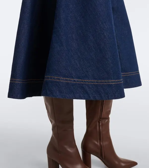 Zimmermann Belted Denim Midi Skirt