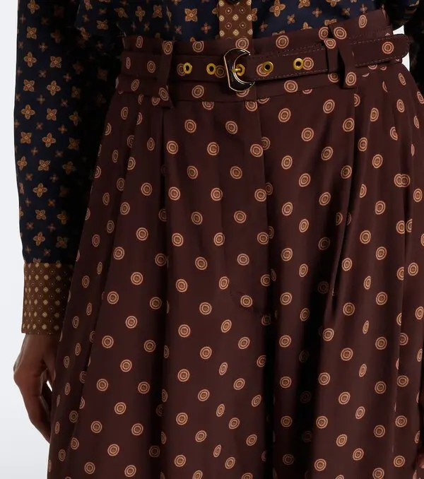 Zimmermann Belted Printed Wide-leg Pants
