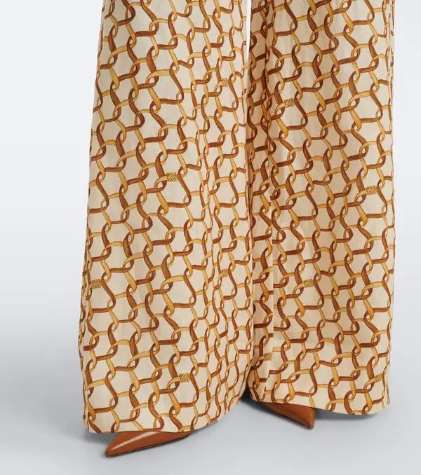 Zimmermann Belted Printed Linen Wide-leg Pants