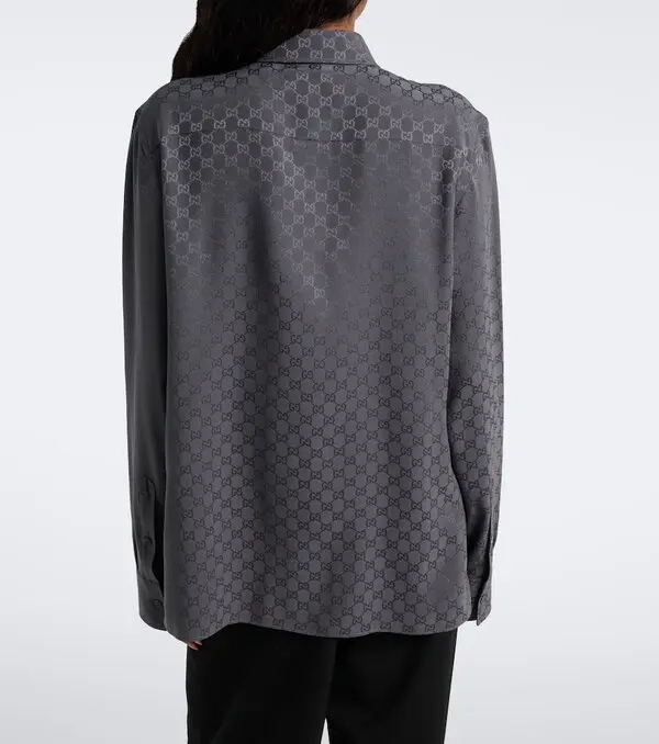 Gucci Gg Printed Silk Twill Shirt