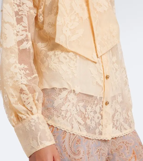 Zimmermann Valiant Tie-neck Lace Blouse