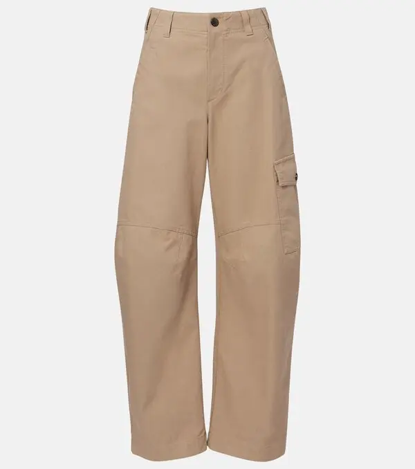 Brunello Cucinelli Cotton Barrel-leg Pants - Beige
