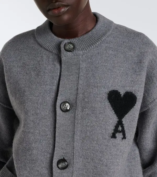 AMI Paris De Coeur Wool Cardigan