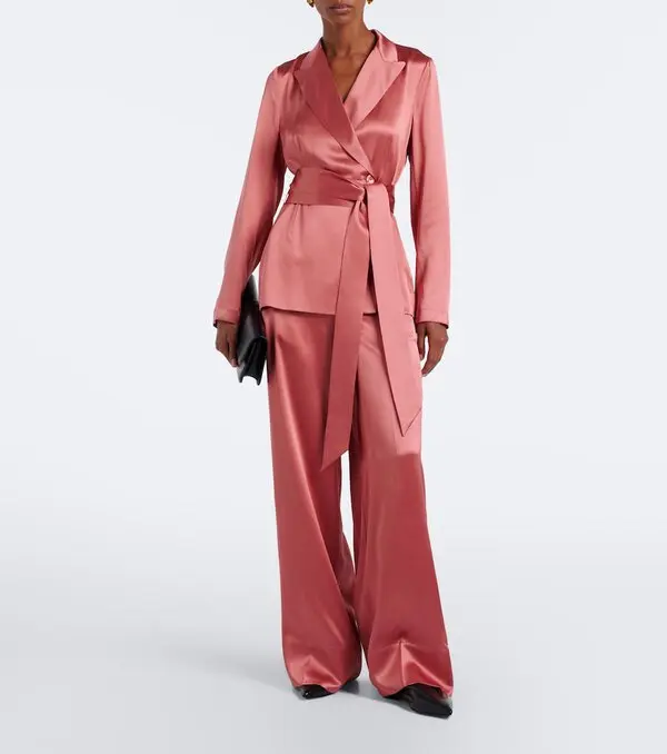 JOSEPH Dijon Silk Satin Wide-leg Pants