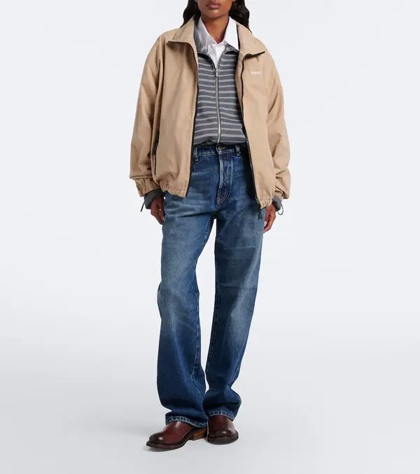 Miu Miu Striped Cotton Zip-up Sweatshirt
