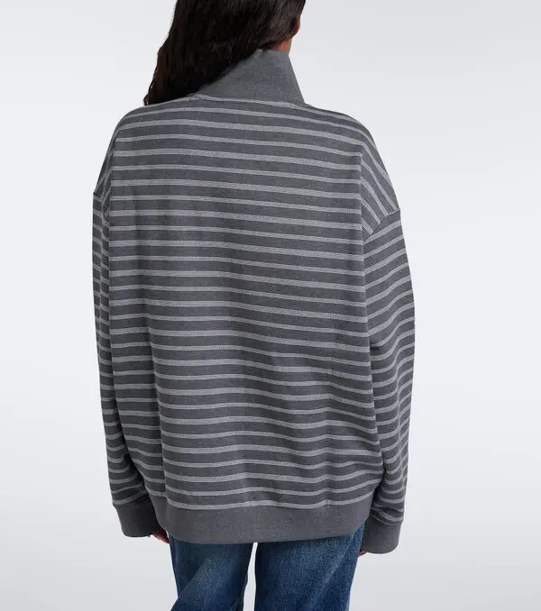 Miu Miu Striped Cotton Zip-up Sweatshirt