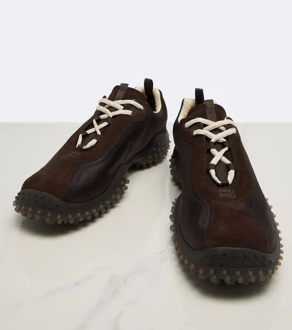 Miu Miu Bubble Suede-trimmed Sneakers
