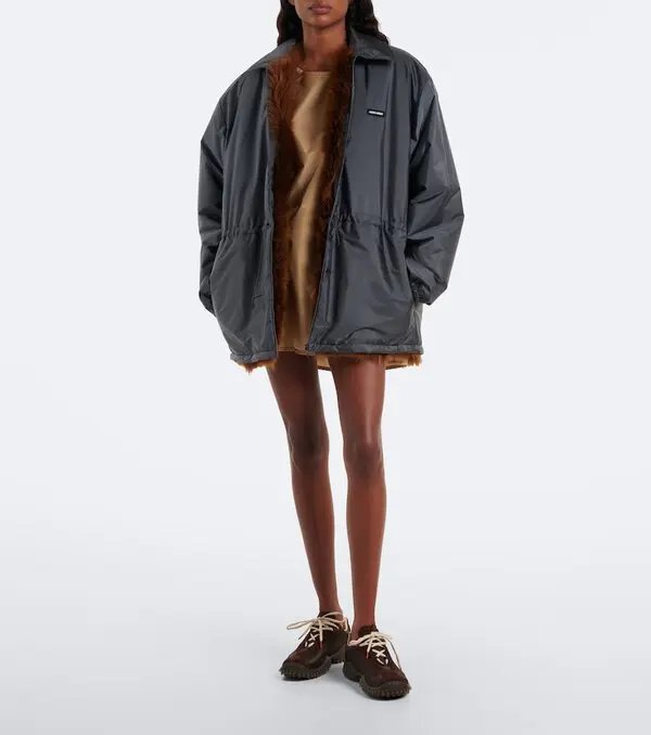 Miu Miu Bubble Suede-trimmed Sneakers - Brown
