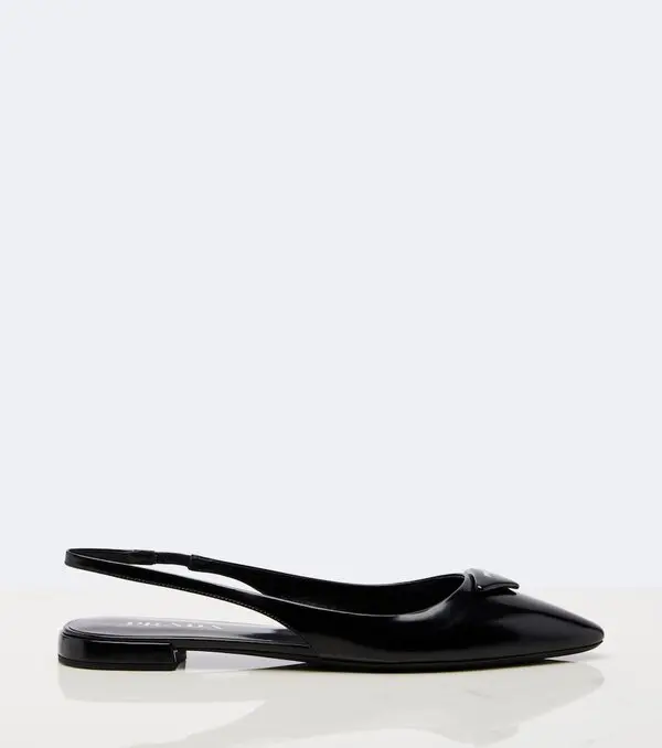 Prada Leather Slingback Ballet Flats