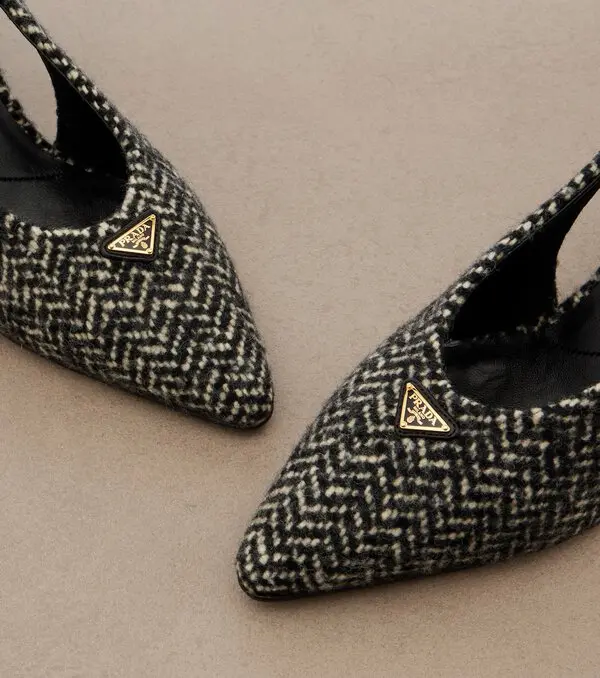 Prada Herringbone Slingback Pumps