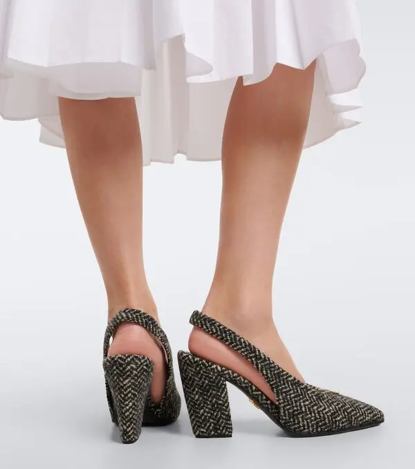 Prada Herringbone Slingback Pumps