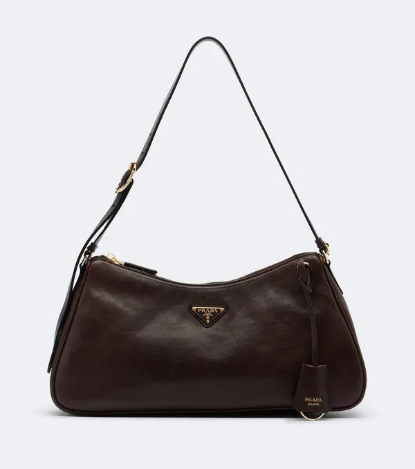 Prada Aimee Large Leather Shoulder Bag