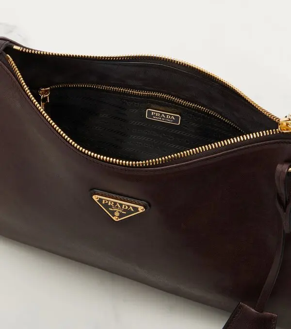 Prada Aimee Large Leather Shoulder Bag