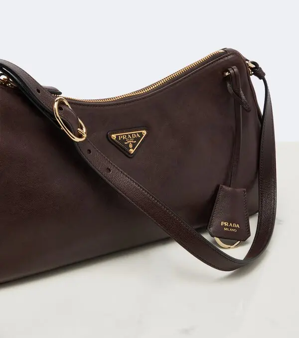 Prada Aimee Large Leather Shoulder Bag