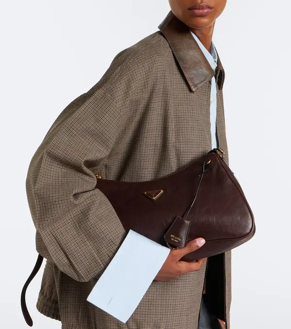 Prada Aimee Large Leather Shoulder Bag