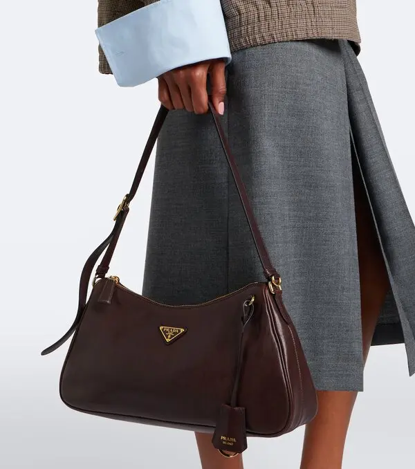 Prada Aimee Large Leather Shoulder Bag