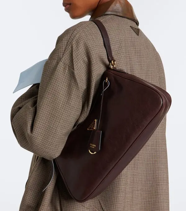 Prada Aimee Large Leather Shoulder Bag