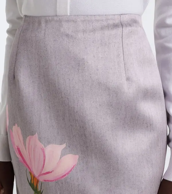 Oscar De La Renta Floral Midi Skirt