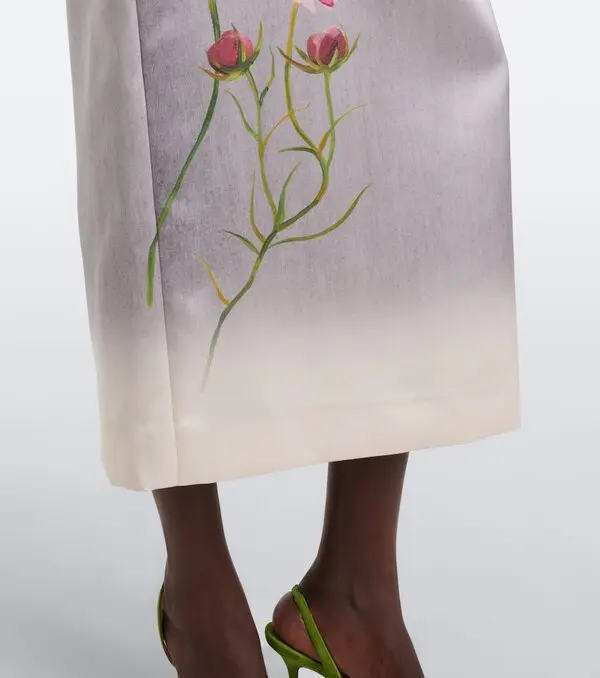 Oscar De La Renta Floral Midi Skirt