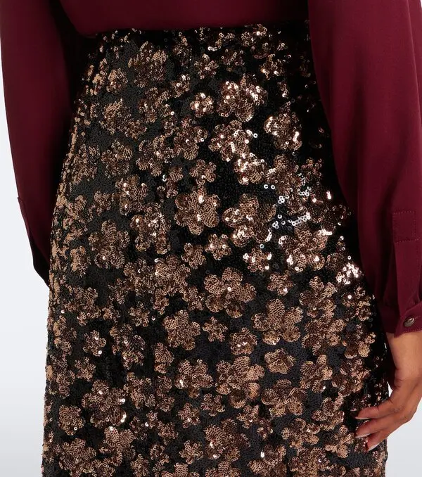 Max Mara Floral Sequined Midi Skirt